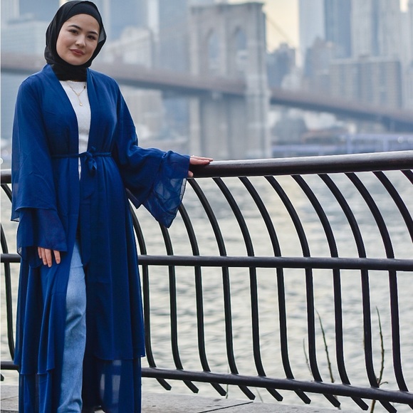 Dresses | Chiffon Layered Abaya Brand New Navy Color Without Hijab ...